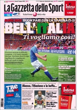 La prensa italiana exalta a los 'azzurri' tras el empate | La Rioja